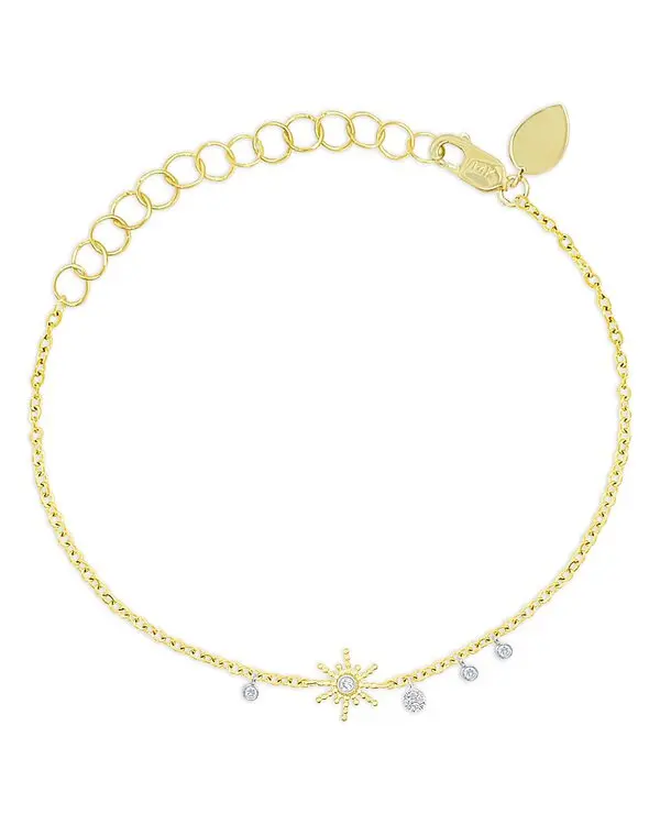 Meira T 14k White & Yellow Diamond Starburst Charm Chain Bracelet - Gold