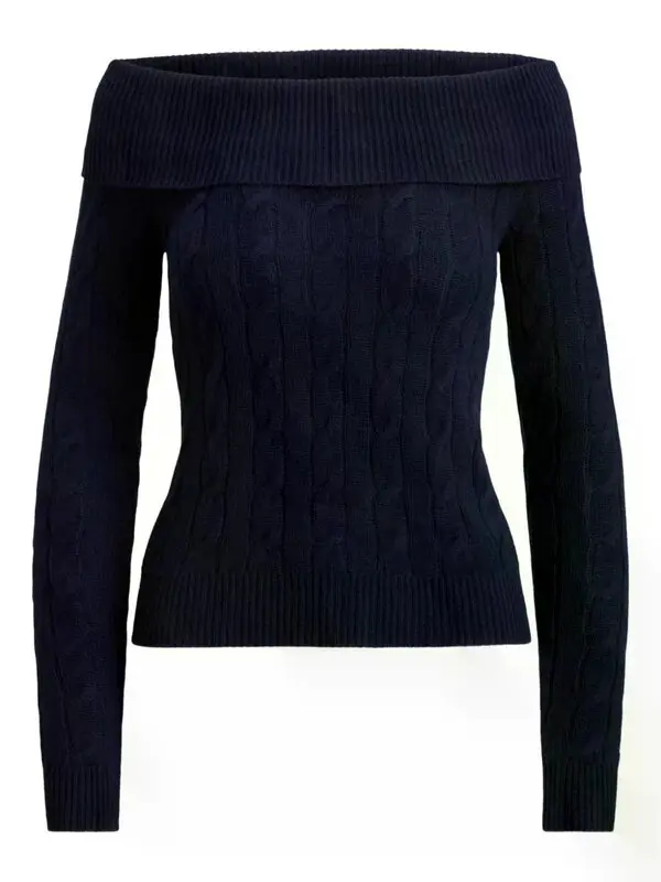 Ralph Lauren Cable-knit Off-the-shoulder Sweater - Blue