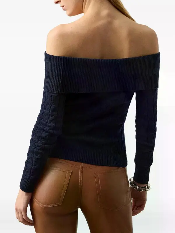 Ralph Lauren Cable-knit Off-the-shoulder Sweater - Blue