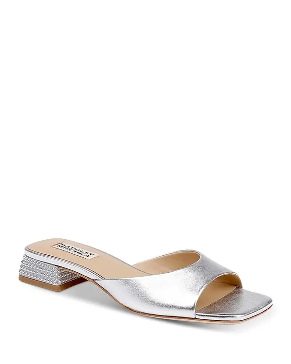 Badgley Mischka Oahu Embellished Heel Sandals - Silver Leather
