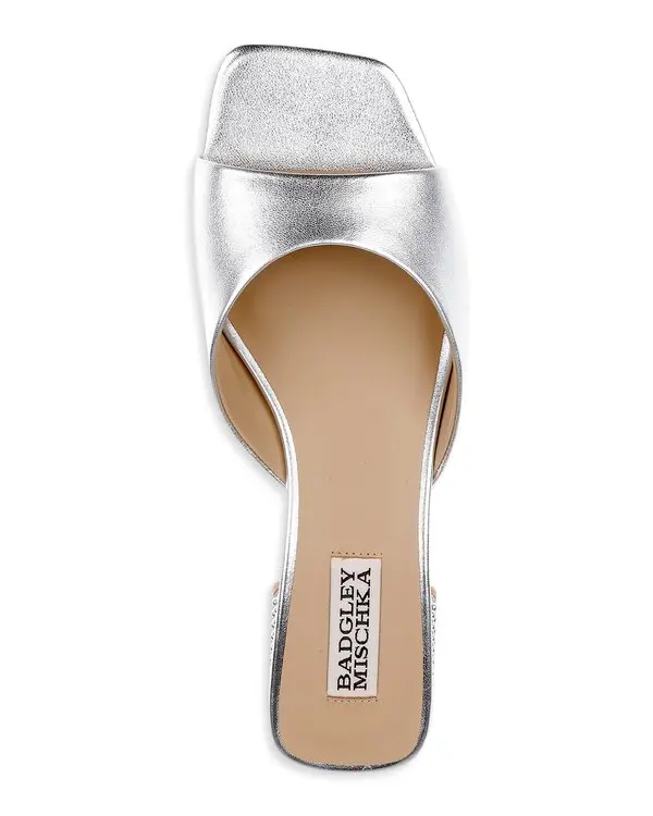 Badgley Mischka Oahu Embellished Heel Sandals - Silver Leather
