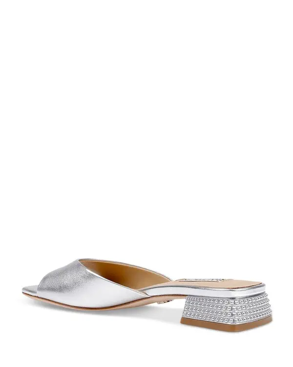 Badgley Mischka Oahu Embellished Heel Sandals - Silver Leather