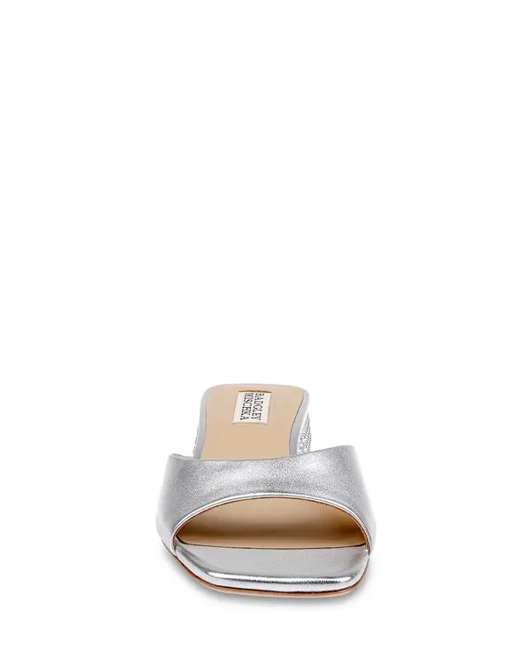 Badgley Mischka Oahu Embellished Heel Sandals - Silver Leather