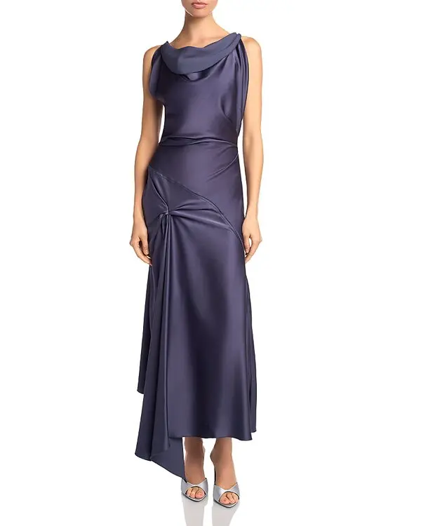 Victoria Beckham Asymmetric Draped Midi Dress - Eclipse