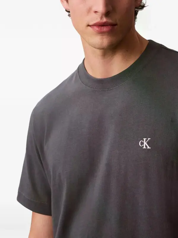 Calvin Klein Logo-embroidered T-shirt - Grey