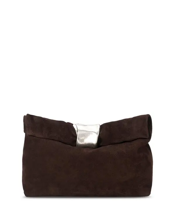 Staud Leather Cuff Clutch - Espresso