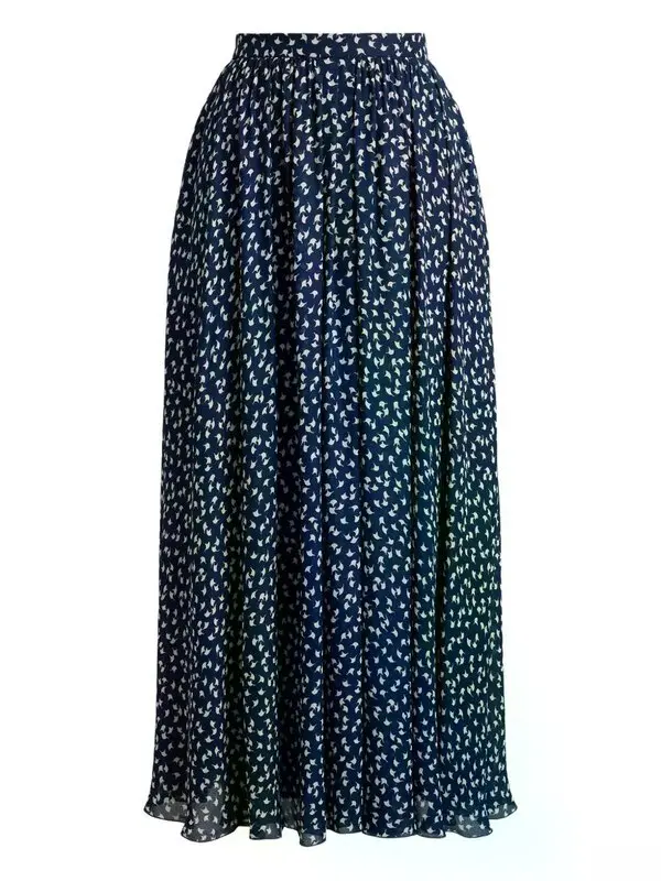Ralph Lauren Rebekah Geometric-print Midi Skirt - Blue