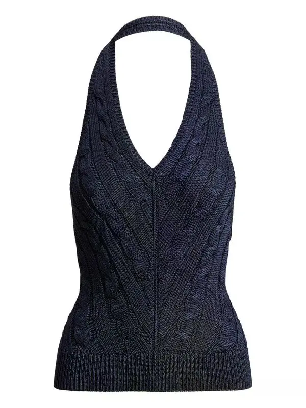 Ralph Lauren Cable-knit Halterneck Top - Blue