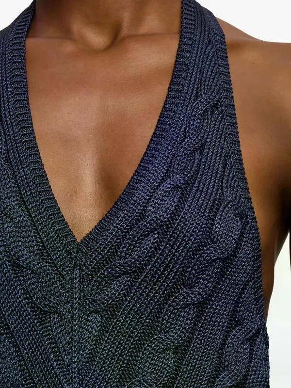 Ralph Lauren Cable-knit Halterneck Top - Blue