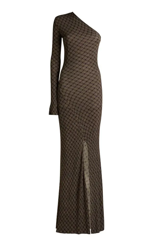Etro Patterned Knit One-shoulder Maxi Dress