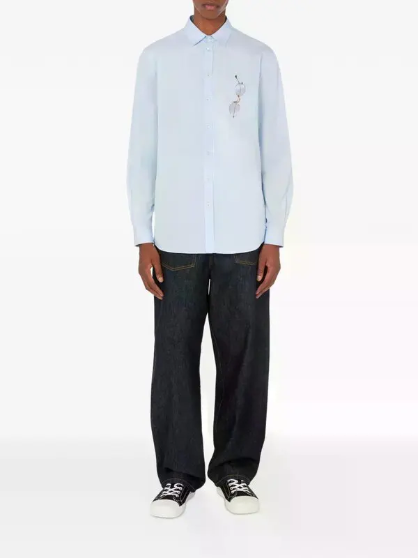 Moschino Glasses-print Cotton Shirt - Blue