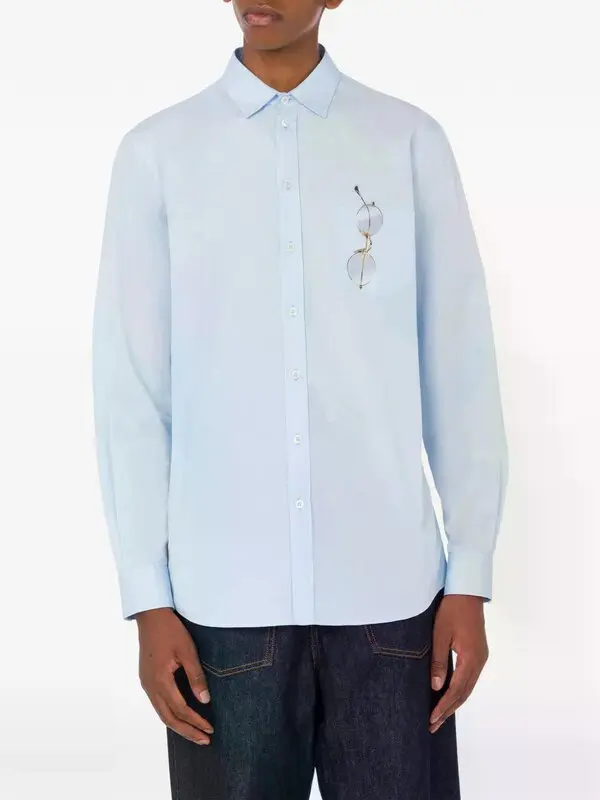 Moschino Glasses-print Cotton Shirt - Blue
