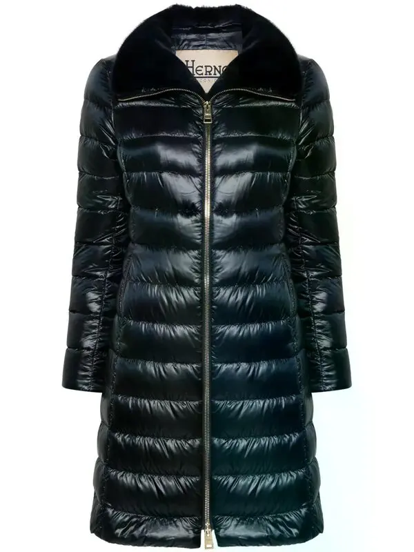 Herno Padded Coat With Faux-fur Collar - Blue