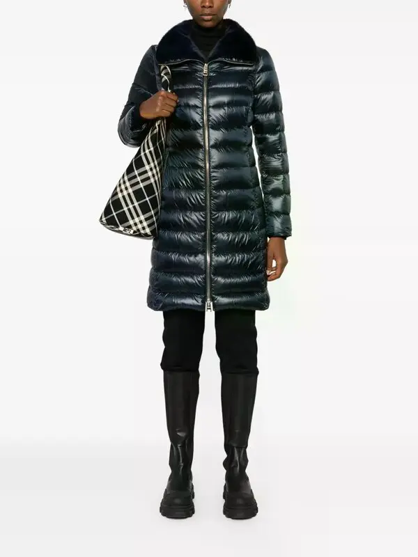 Herno Padded Coat With Faux-fur Collar - Blue