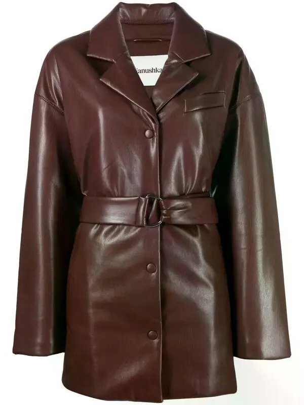 Nanushka Belted Faux-leather Blazer
