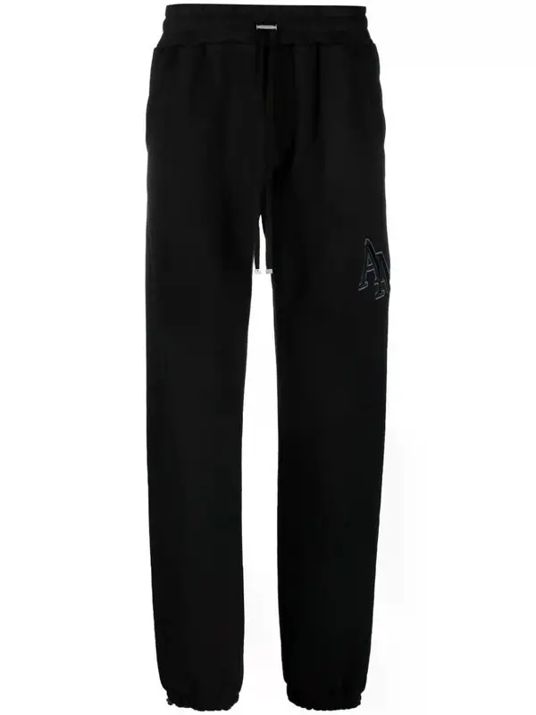 Amiri Staggered Logo-embroidered Track Pants - Black