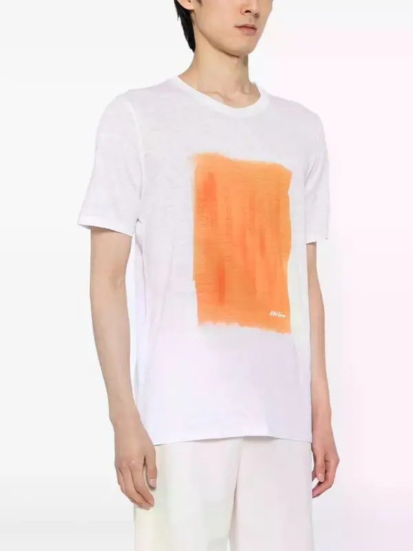 120% Lino Paint-print Linen T-shirt