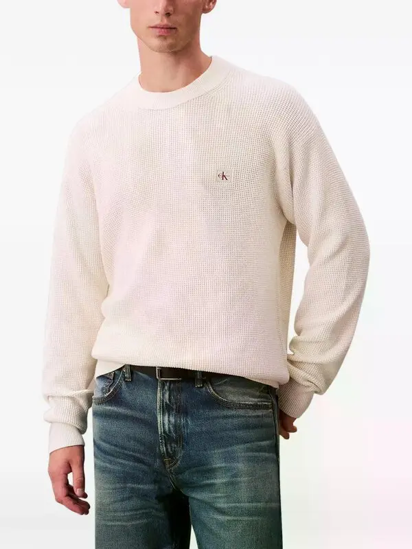 Calvin Klein Logo Crew-neck Sweater - Neutrals