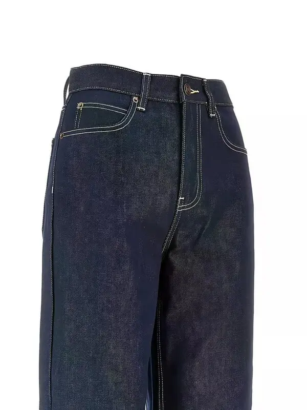 Tory Burch Contrast-cuff Straight-leg Jeans - Blue