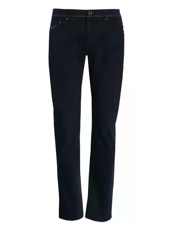 JACOB COHЁN Contrast-stitching Cotton Trousers