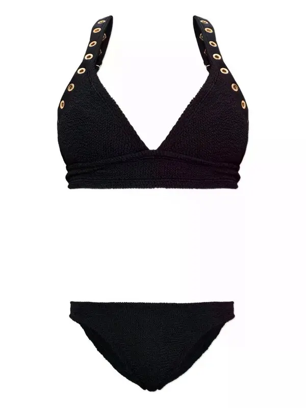 Hunza G Tessa Eyelet Crinkle Bikini - Black