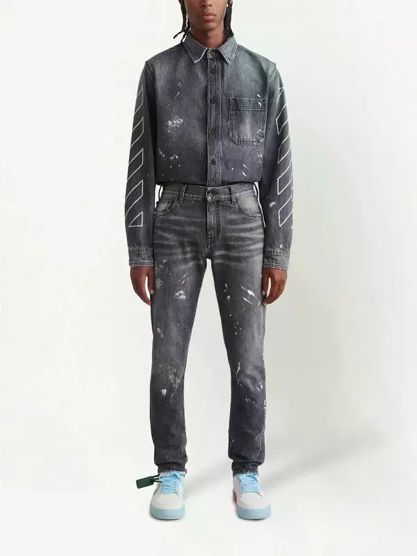 Off-White Diag-stripe Distressed Jeans