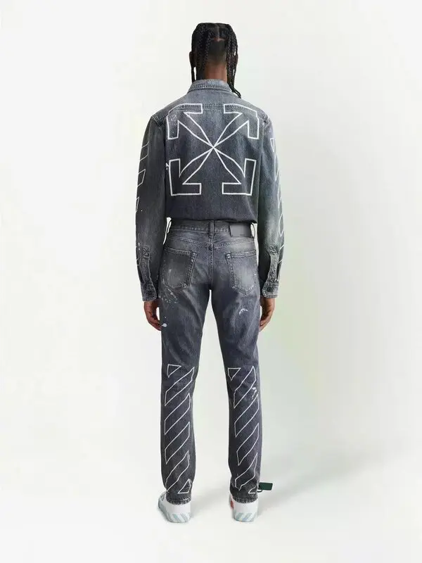 Off-White Diag-stripe Distressed Jeans