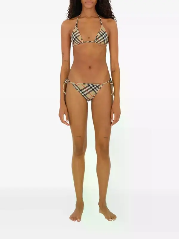 Burberry Checked Halterneck Bikini Top - Neutrals