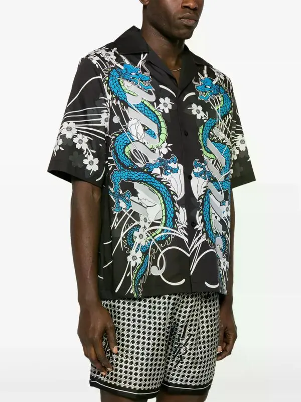 Amiri Dragon Printed Bowling Shirt - Black