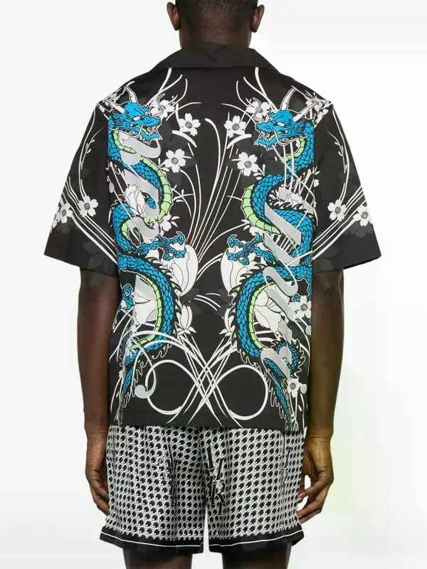 Amiri Dragon Printed Bowling Shirt - Black