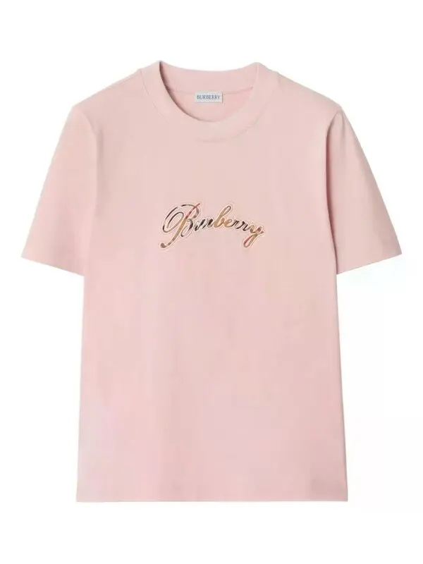 Burberry Cursive Logo Cotton T-shirt - Pink