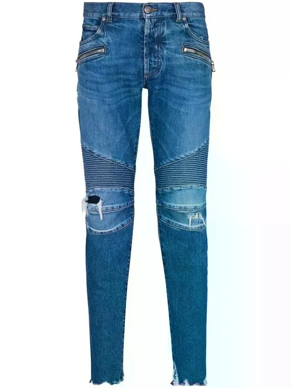 Balmain Distressed-effect Slim-fit Denim Jeans