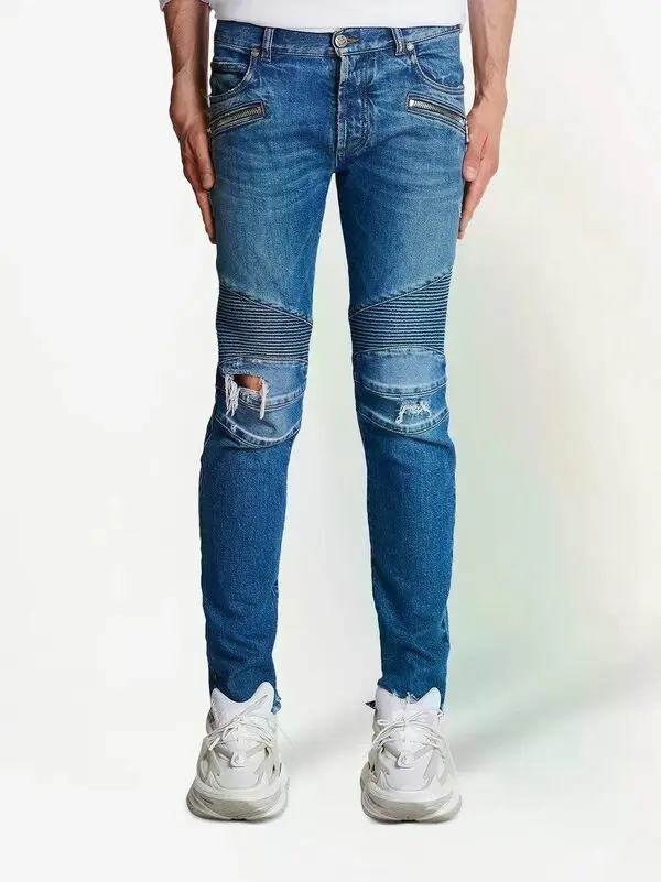 Balmain Distressed-effect Slim-fit Denim Jeans