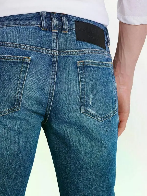 Balmain Distressed-effect Slim-fit Denim Jeans
