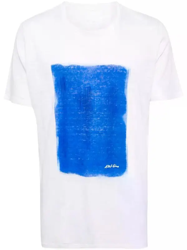 120% Lino Paint-print Linen T-shirt