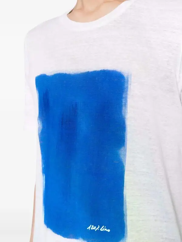 120% Lino Paint-print Linen T-shirt