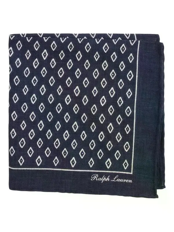 Ralph Lauren Purple Label Art Deco Print Neckerchief - Blue
