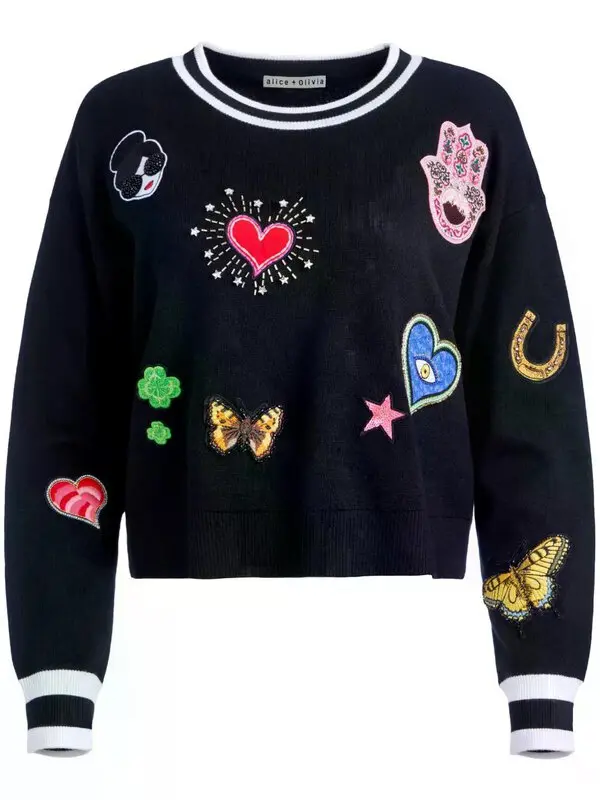 Alice + Olivia Patch-detail Sweatshirt - Black
