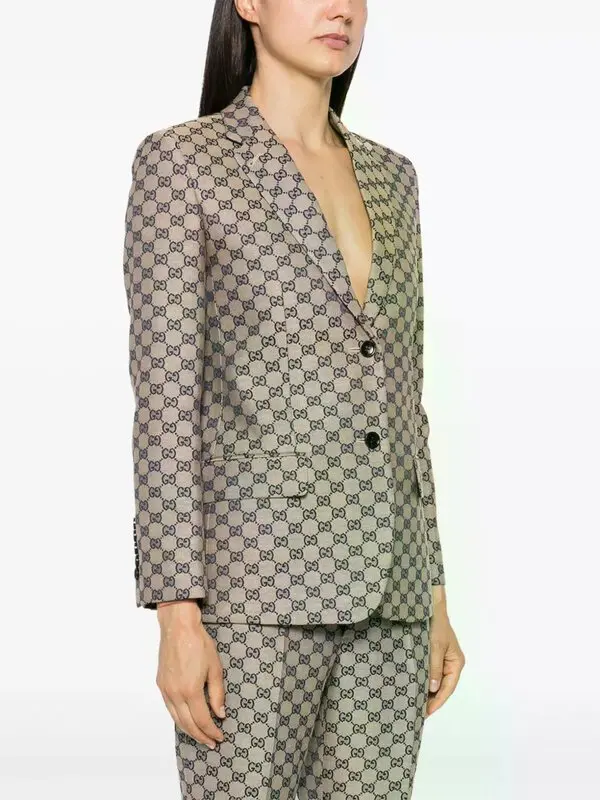 Gucci Gg-embroidered Single-breasted Blazer