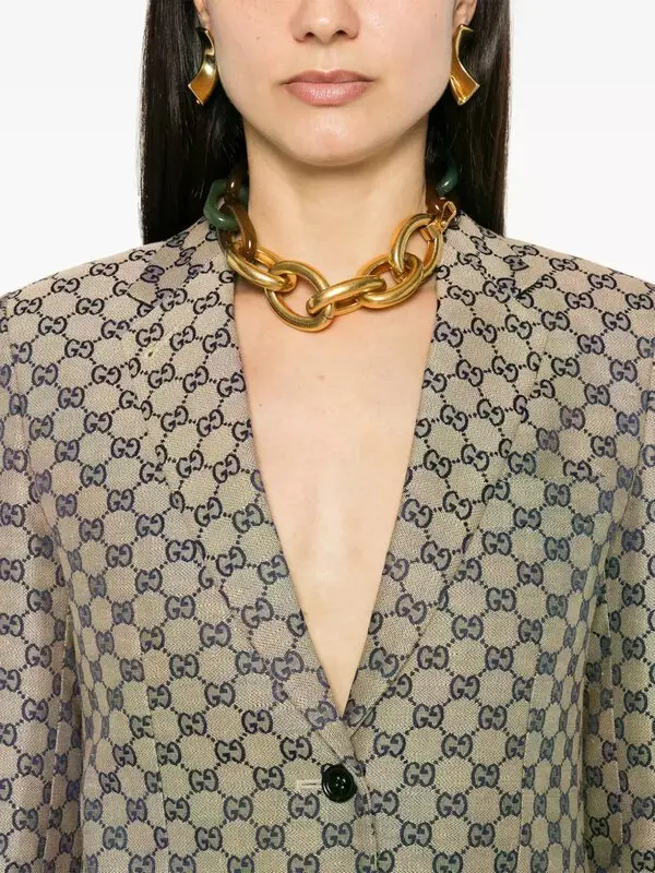 Gucci Gg-embroidered Single-breasted Blazer