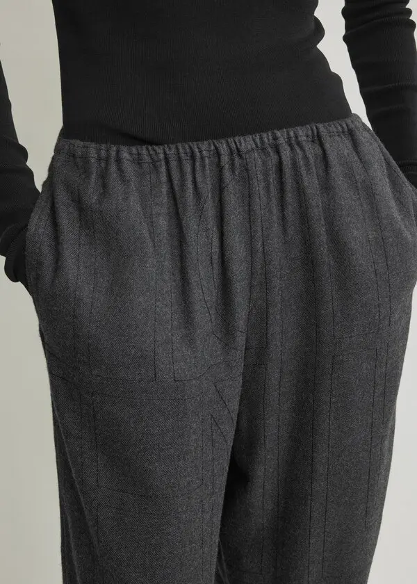 TOTEME Monogram Flannel Pajama Bottoms - Grey