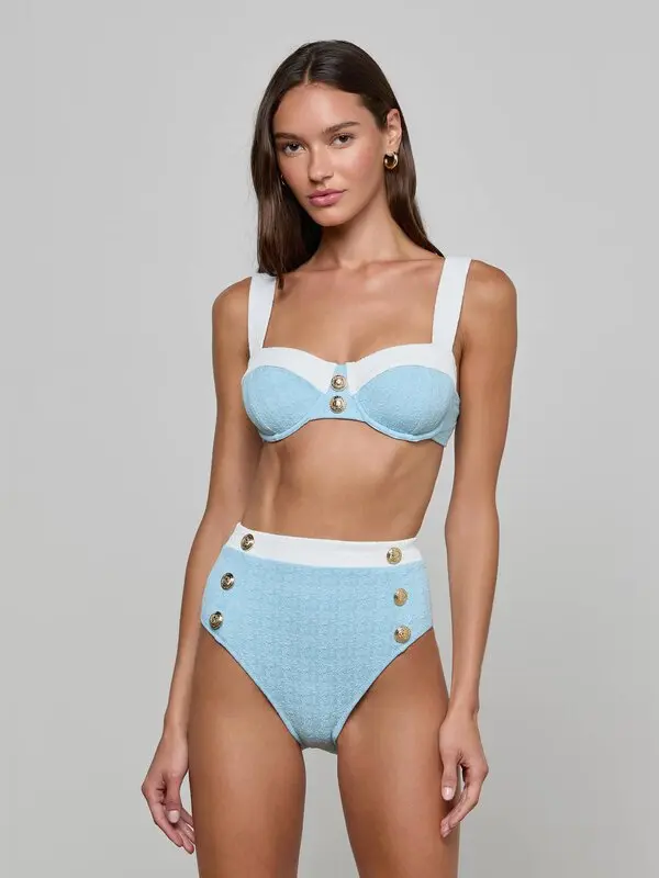 L'Agence Alexandria Bikini Top - Powder Blue/white