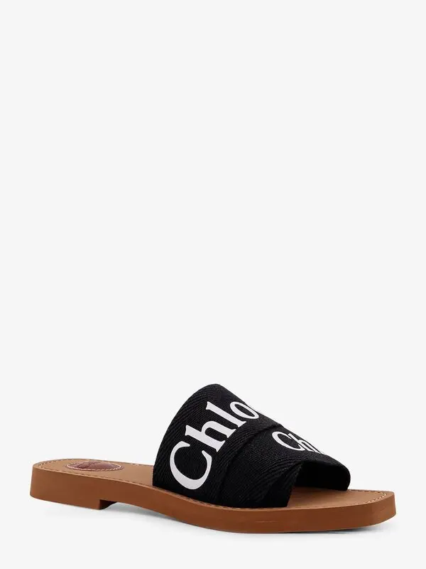 Chloé Woody Flat Linen Sandals