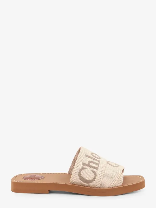 Chloé Woody Linen Slides - Beige