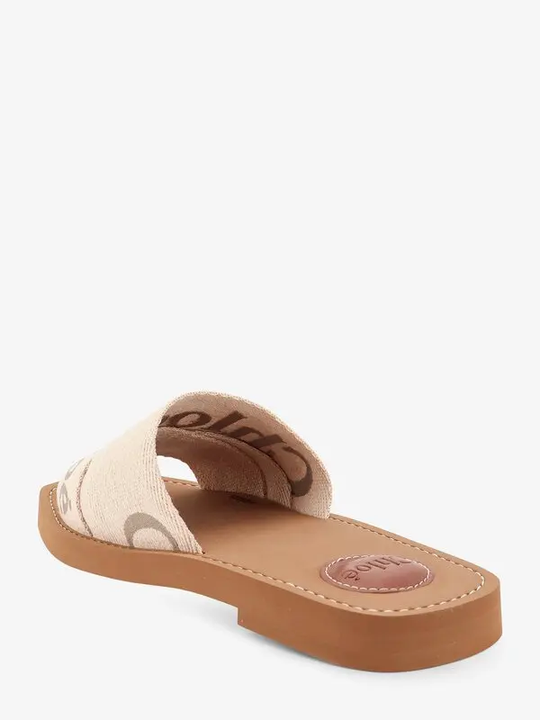 Chloé Woody Linen Slides - Beige