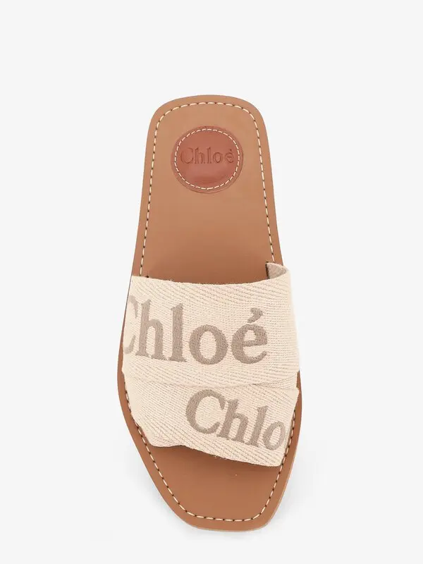 Chloé Woody Linen Slides - Beige