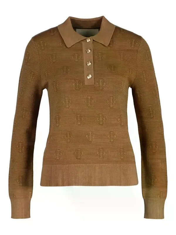 Gant Monogram-pattern Knitted Polo Shirt