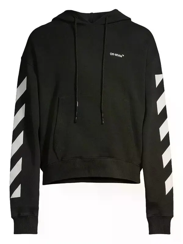 Off-White Diagonal Stripes Logo Hoodie - Black