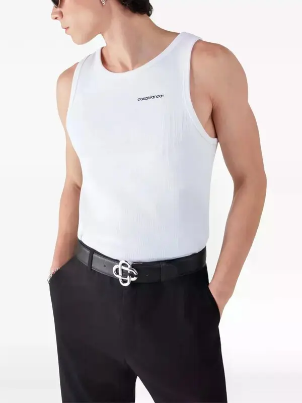 Casablanca Embroidered-logo Ribbed Tank Top - White