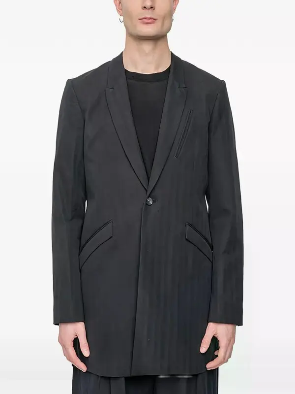 THE VIRIDI-ANNE Frayed Button-up Blazer